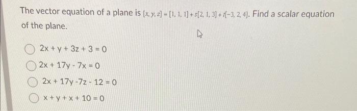 Solved The vector equation of a plane is | Chegg.com