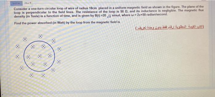 Solved وأفوك ar Consider a one-turn circular loop of wire of | Chegg.com