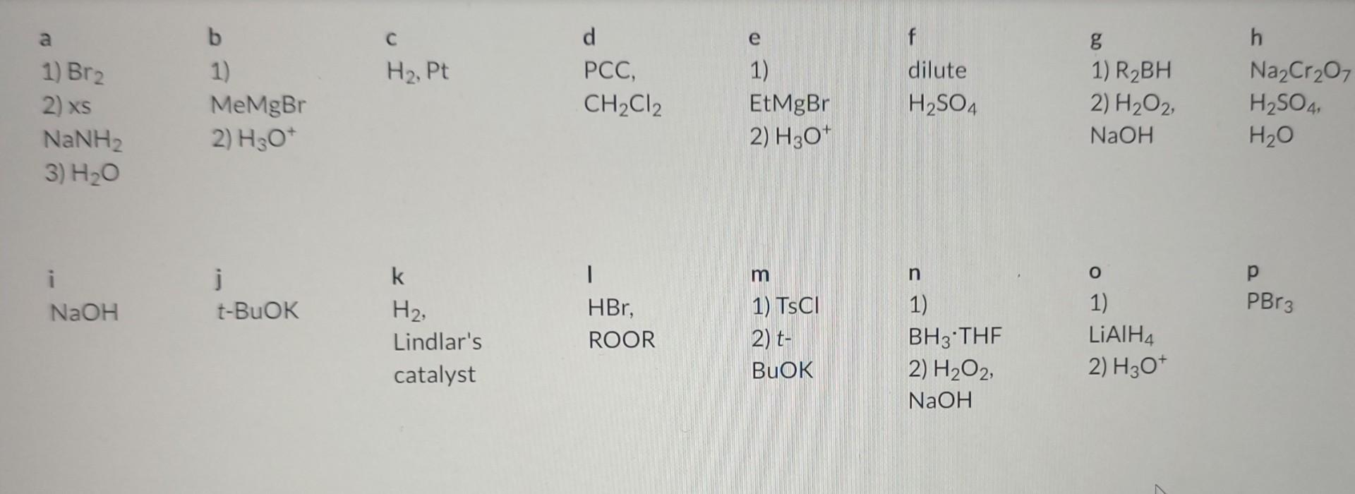Solved 41) Br2 2) xs NaNH2 3) H2O b 1) MeMgBr 2) H3O+ c d e | Chegg.com