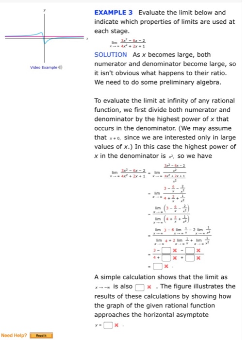 Solved EXAMPLE 3 Evaluate the limit below and indicate which | Chegg.com