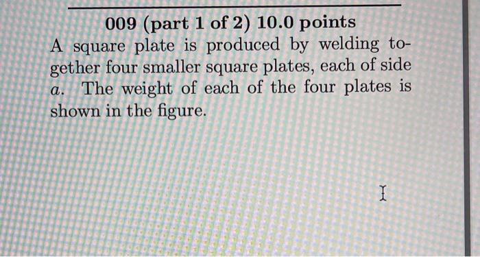 Solved 009 (part 1 of 2 ) 10.0 points A square plate is | Chegg.com