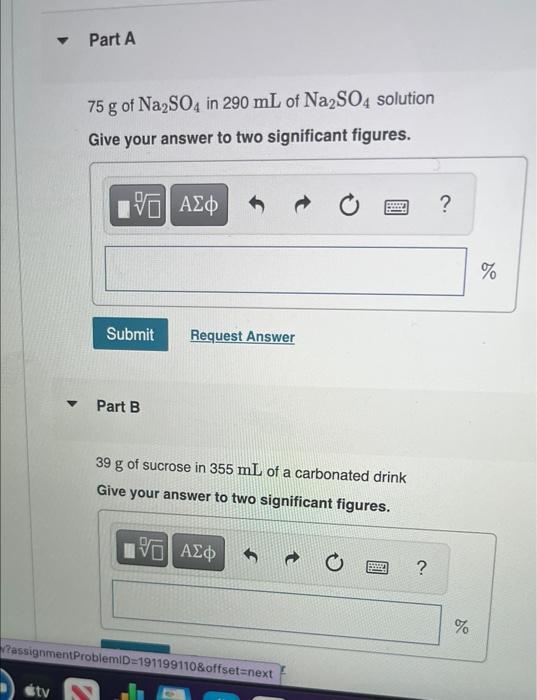 Solved 75 g of Na2SO4 in 290 mL of Na2SO4 solution Give your | Chegg.com