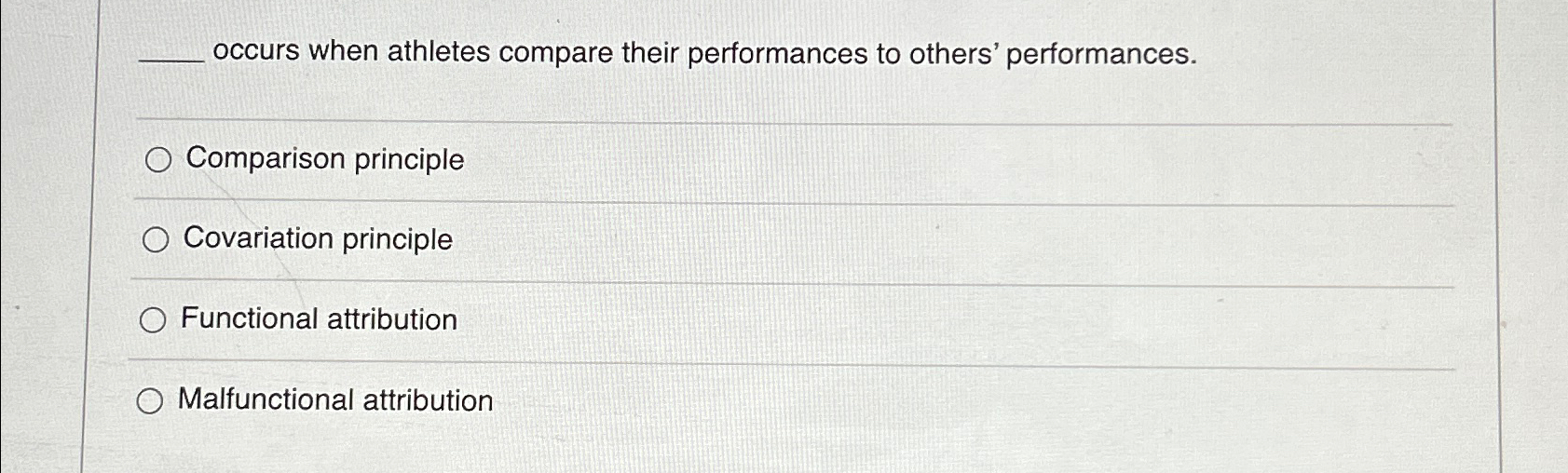 Solved occurs when athletes compare their performances to | Chegg.com