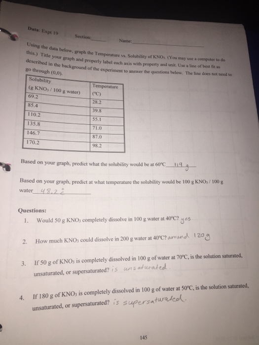 Solved Data: Expt 19 Section Name Using the data below, | Chegg.com