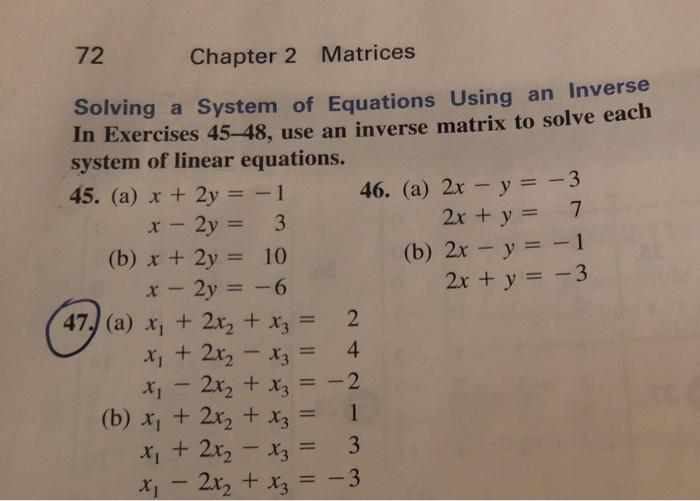 Solved 72 Chapter 2 Matrices Solving a System of Equations | Chegg.com