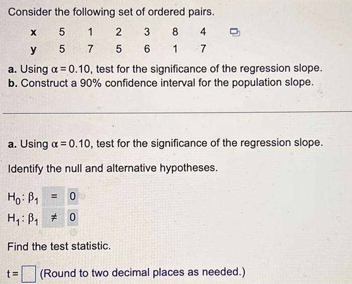 Solved Consider the following set of ordered pairs. | Chegg.com