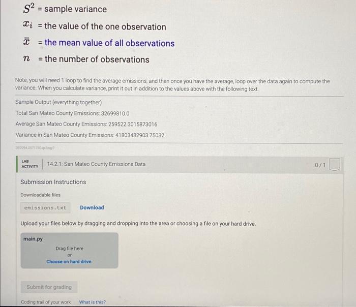 Solved 14.2 San Mateo County Emissions Data Note on lab | Chegg.com