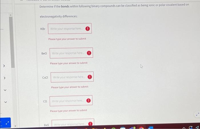 Solved Determine if the bonds within following binary | Chegg.com