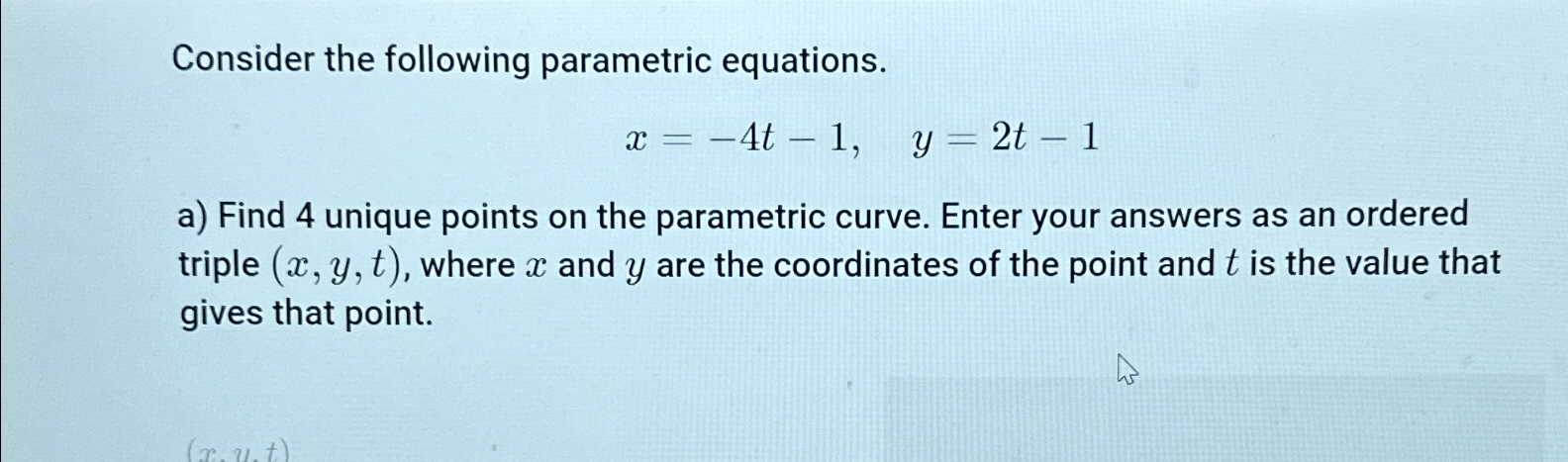 Solved Consider The Following Parametric