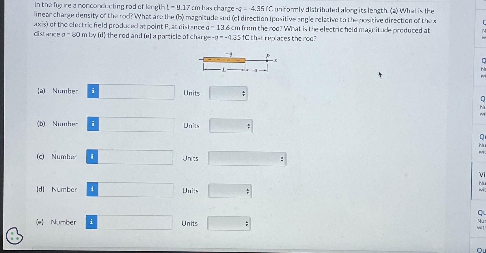 Solved In the figure a nonconducting rod of length L=8.17cm | Chegg.com