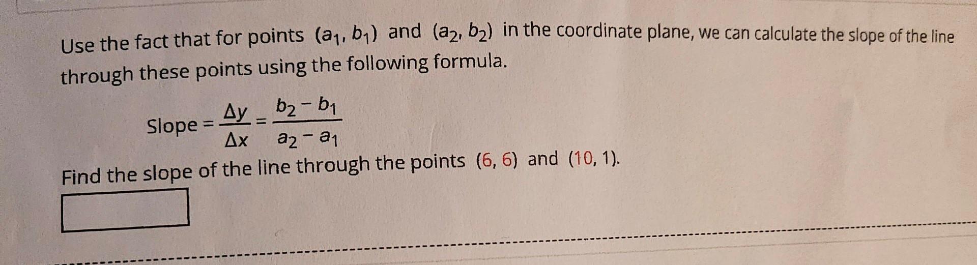 Solved Use the fact that for points (a1,b1) and (a2,b2) in | Chegg.com