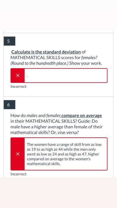 Solved Calculate the mean of MATHEMATICAL SKILLS scores for | Chegg.com