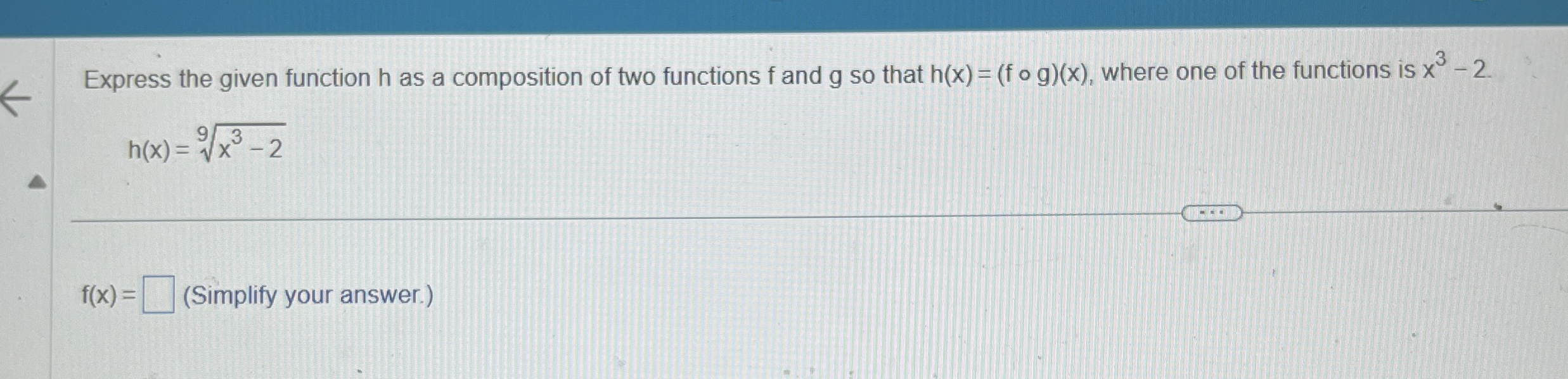 Solved Express the given function h ﻿as a composition of two | Chegg.com