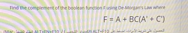 Solved Find the complement of the boolean function Fusing | Chegg.com