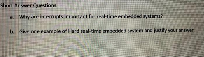Solved hort Answer Questions a. Why are interrupts important | Chegg.com