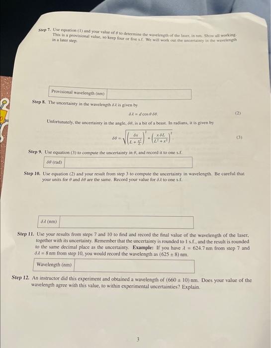 Solved Activity 8 Worksheet Laser Wavelength Warning: All | Chegg.com