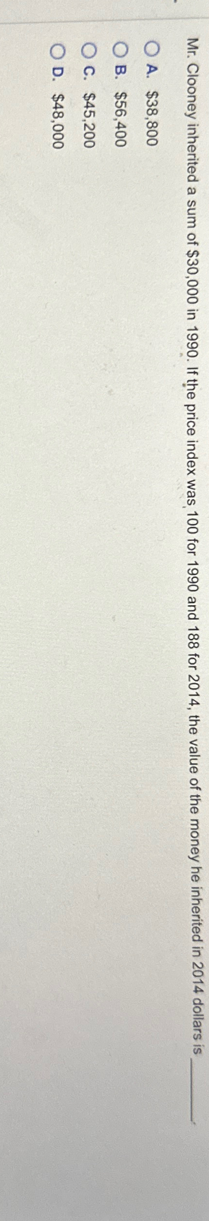 Solved Mr. ﻿Clooney inherited a sum of $30,000 ﻿in 1990 . | Chegg.com