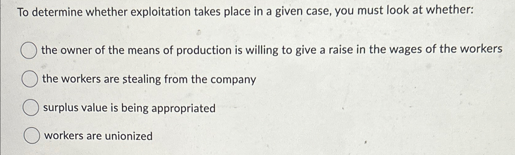 Solved To determine whether exploitation takes place in a | Chegg.com
