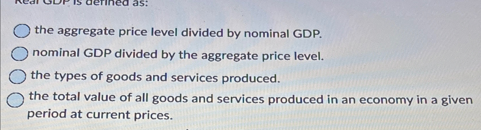 Solved the aggregate price level divided by nominal | Chegg.com
