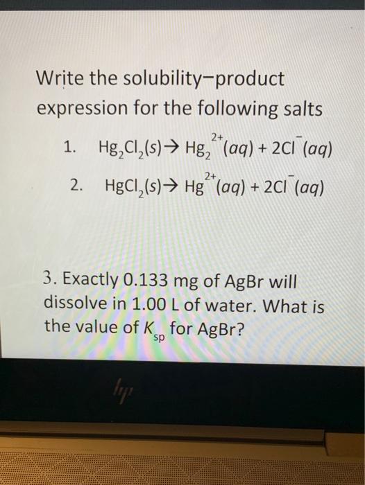 Solved Write the solubility-product expression for the | Chegg.com