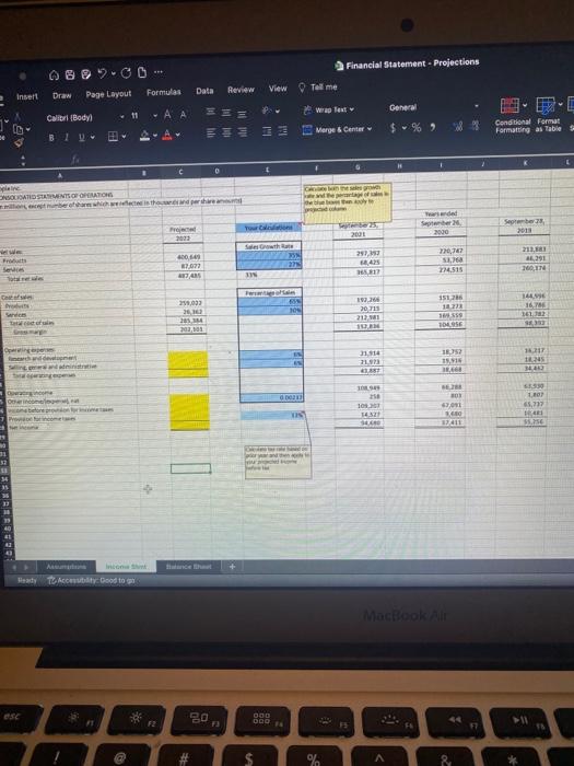 answer the yellow boxes with excel formulas please! | Chegg.com