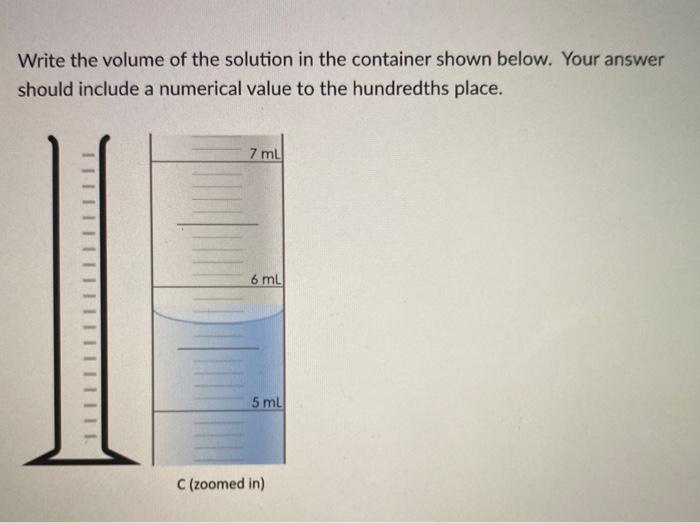 Solved Write the volume of the solution in the container | Chegg.com