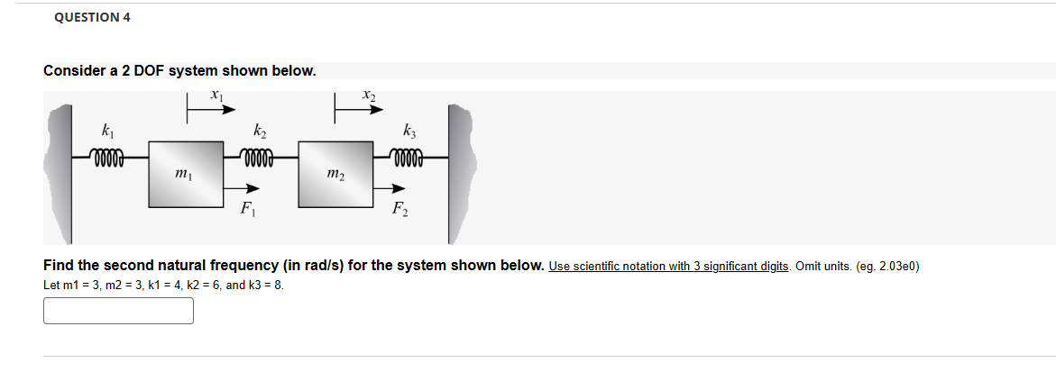 Solved QUESTION 4Consider a 2 ﻿DOF system shown below.Find | Chegg.com