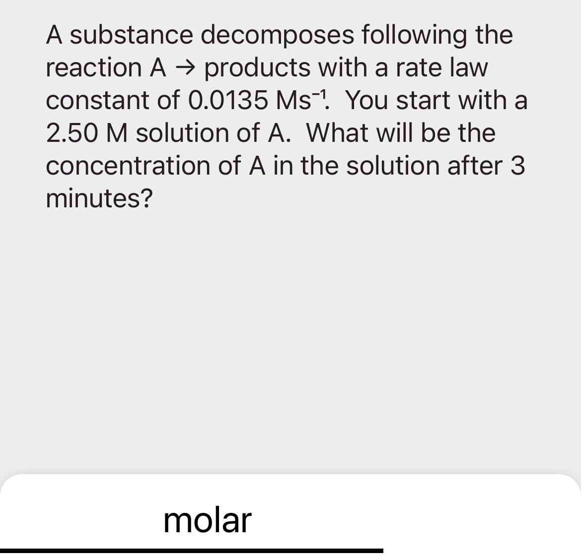 Solved A substance decomposes following the reaction A→ | Chegg.com