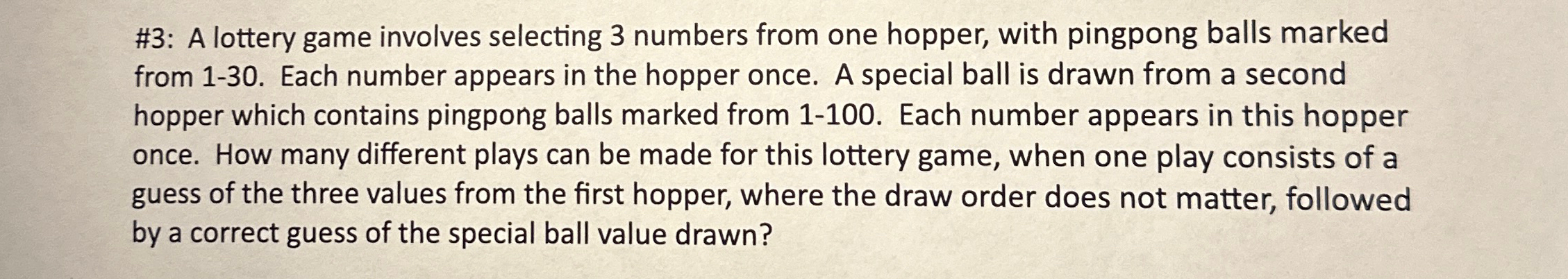 Solved Discrete math question : A lottery game involves | Chegg.com