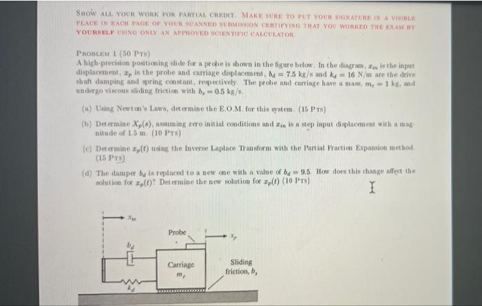 Solved A high-precision positioning slide for a probe is | Chegg.com