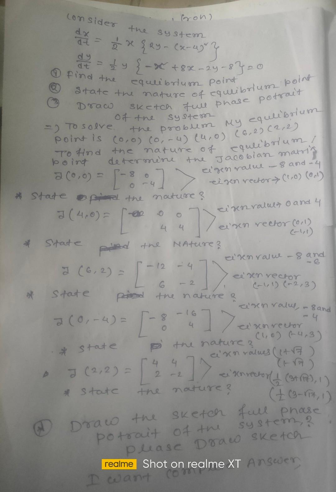 Solved please draw full phase potrait of the system. and 2) | Chegg.com