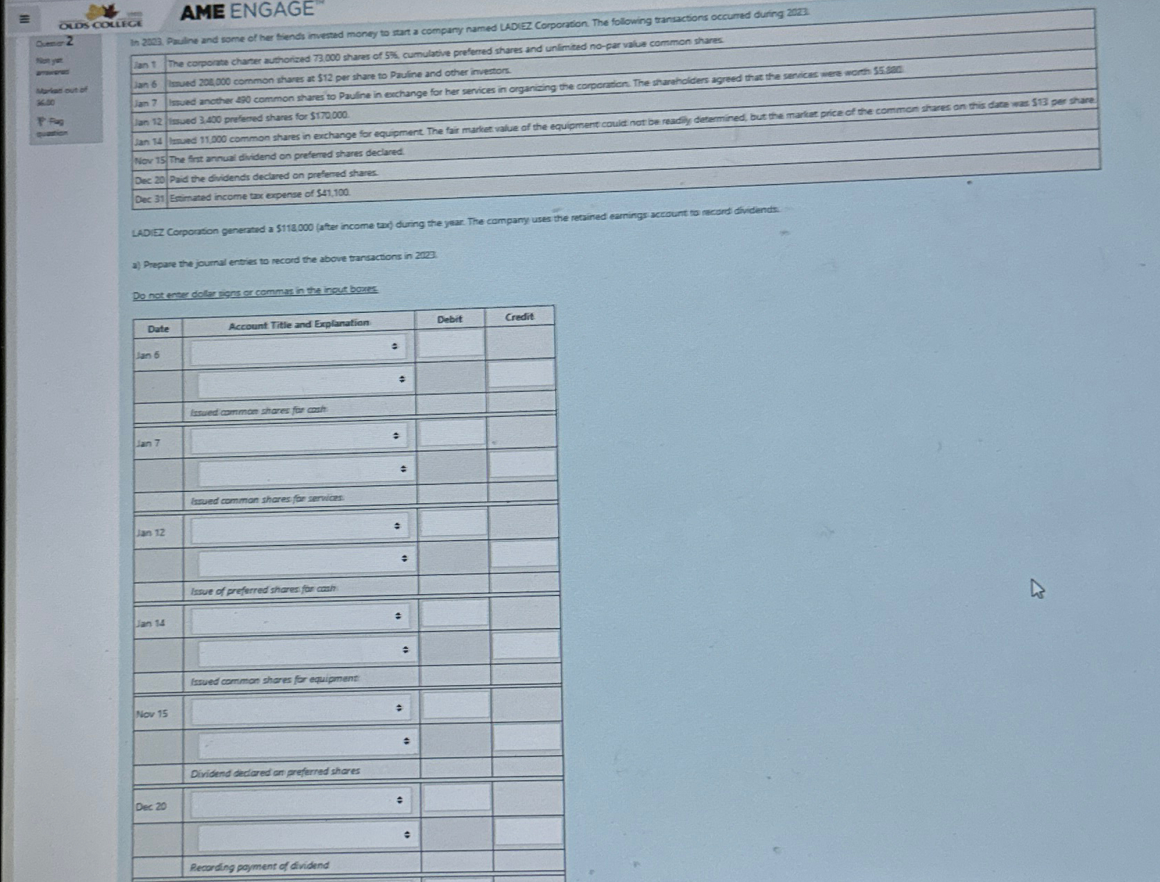 Solved AME ENGAGE\table[[,,],[,Lan1,],[,ain6,\table[[The | Chegg.com