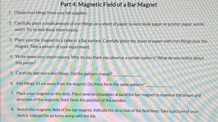 Solved Part 4: Magnetic Field of a Bar Magnet 1. Obtain iron | Chegg.com