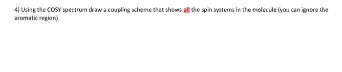 4) Using the COSY spectrum draw a coupling scheme | Chegg.com