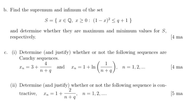 b. Find the supremum and infimum of the set S = { x € | Chegg.com