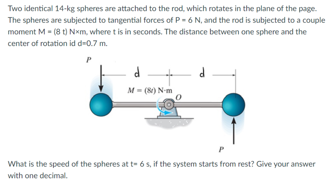 Solved Two identical 14-kg spheres are attached to the rod, | Chegg.com