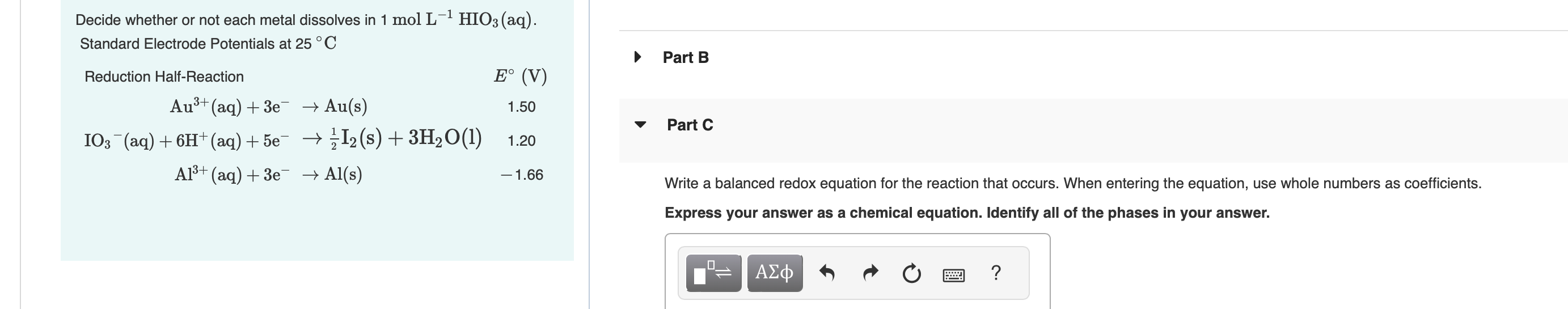 Solved Decide whether or not each metal dissolves in | Chegg.com