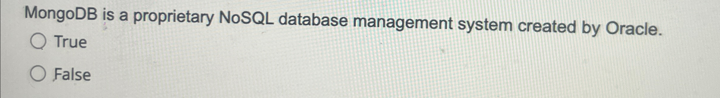 Solved MongoDB is a proprietary NoSQL database management | Chegg.com
