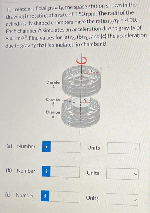 Solved To create artificial gravity, the space station shown | Chegg.com
