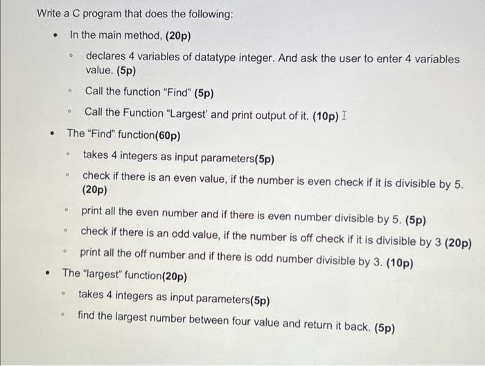Solved - In the main method, (20p) - declares 4 variables of | Chegg.com