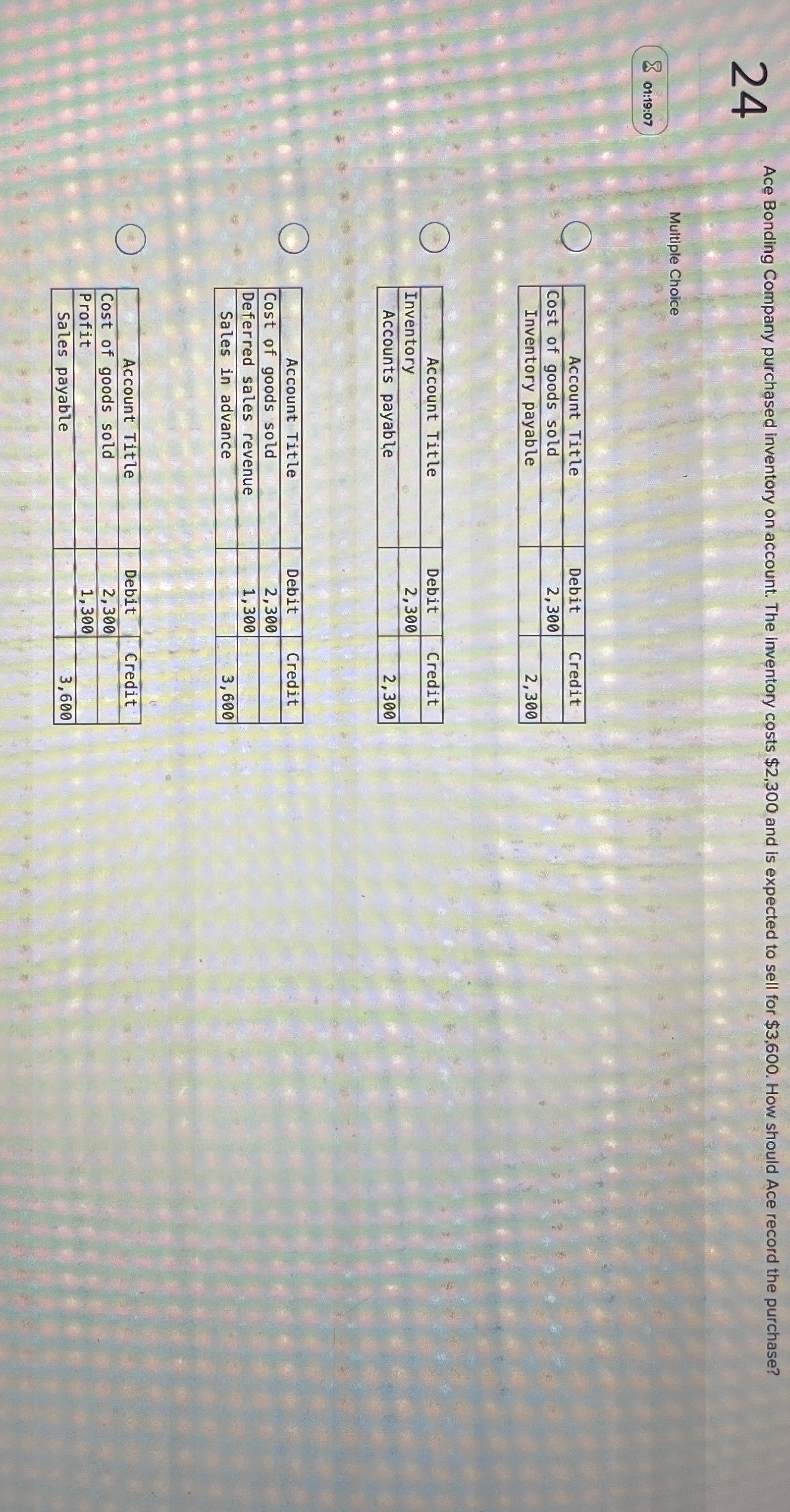 Solved 24Ace Bonding Company purchased inventory on account. | Chegg.com