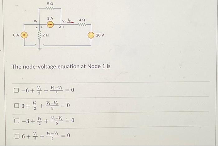 Solved The node-voltage equation at Node 1 is | Chegg.com