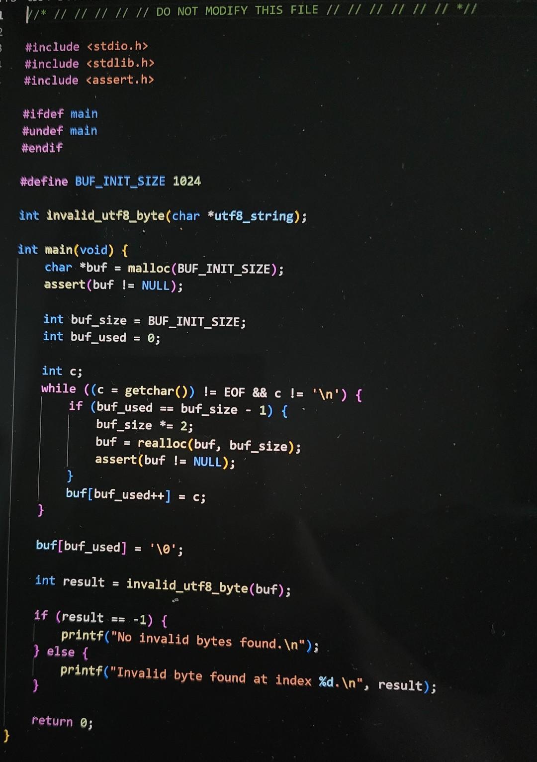 Solved EXERCISE - INDIVIDUAL: Find the First Invalid UTF-8 | Chegg.com