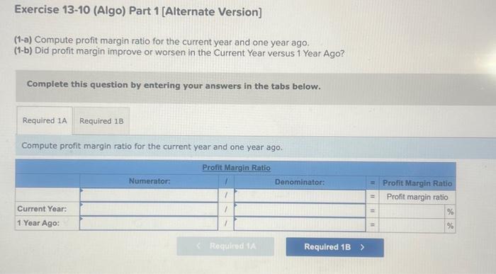 Solved Exercise 13-10 (Algo) Part 2 [Alternate Version] | Chegg.com