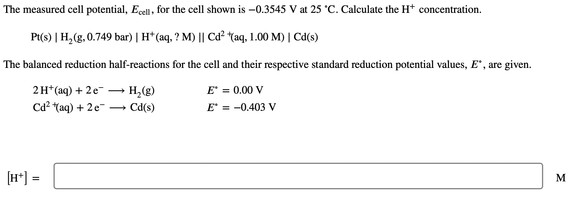Solved The measured cell potential, Ecell , ﻿for the cell | Chegg.com