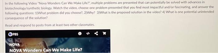 Solved In the following Video "Nova Wonders Can We Make | Chegg.com
