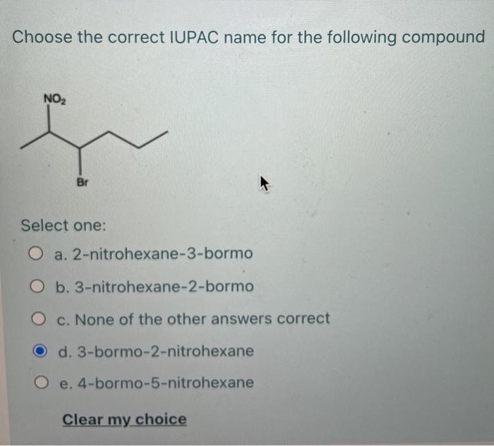 Solved Choose the correct name for the following compound. | Chegg.com