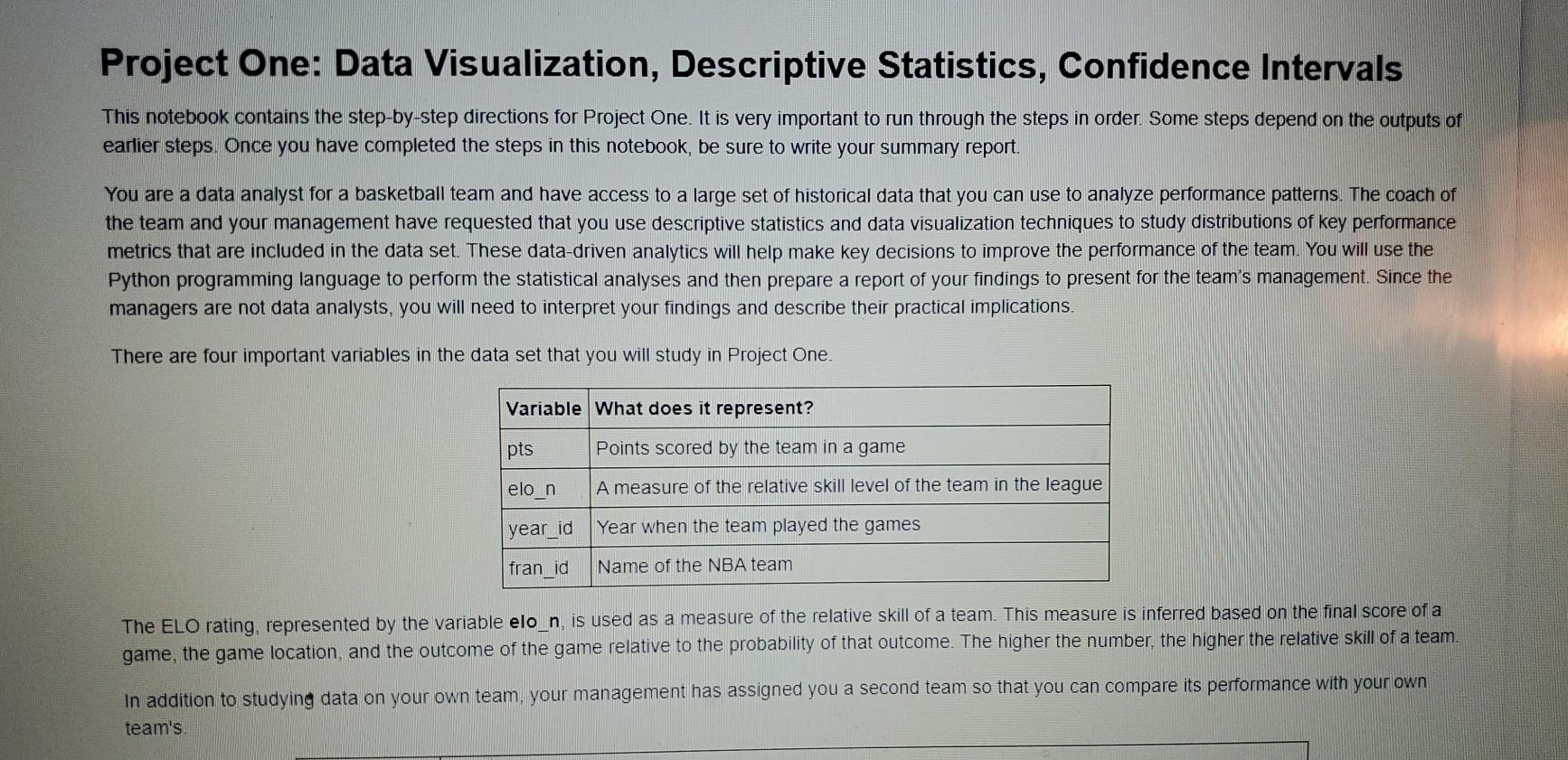 Solved Project One: Data Visualization, Descriptive | Chegg.com