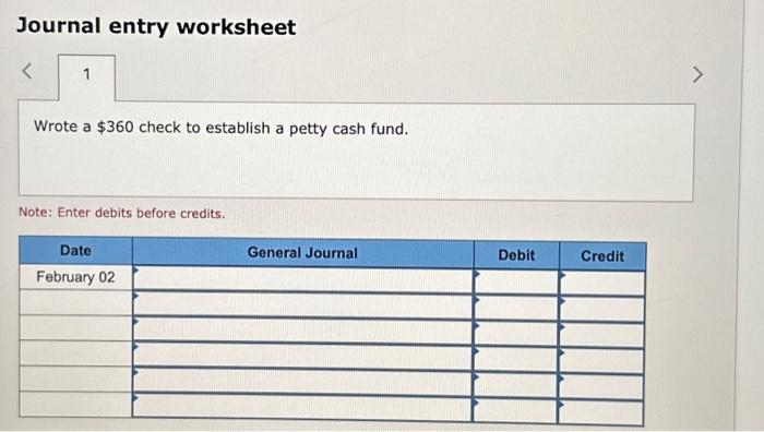 Solved Journal entry worksheet Wrote a $360 check to | Chegg.com