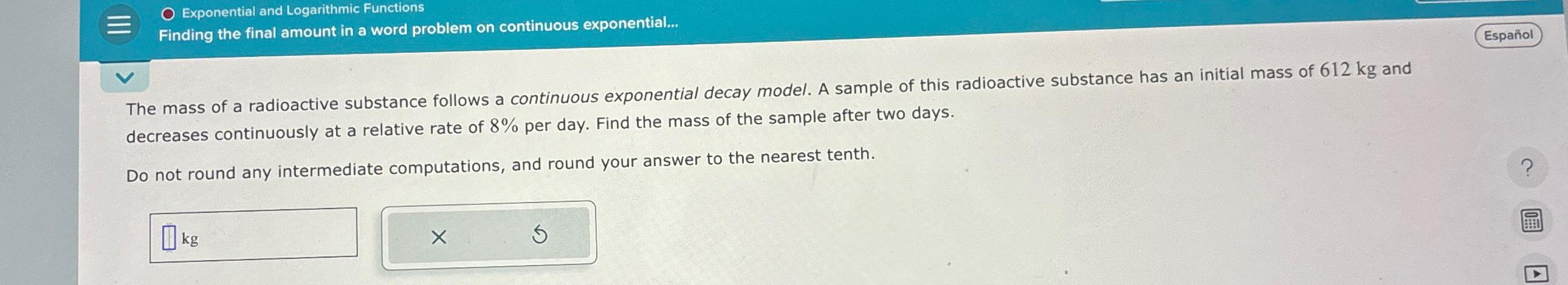 Solved Exponential and Logarithmic FunctionsFinding the | Chegg.com